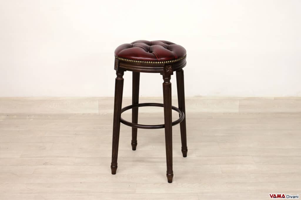 Taburete Clásico de Madera y Asiento Capitonné - VAMA Divani